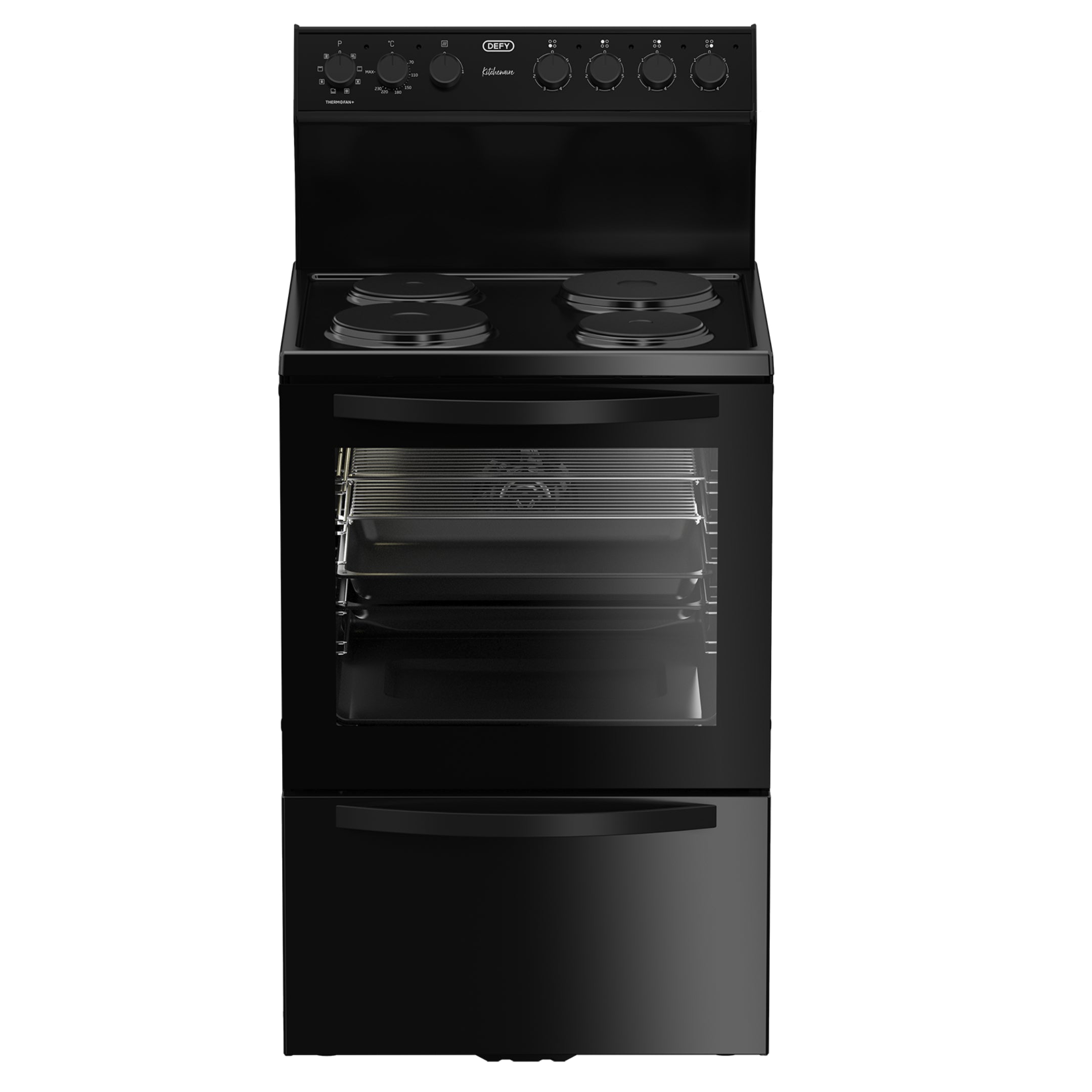 Defy 60cm 4 Plate Freestanding Stove - DSS697 - Black – Ismails Furnishers